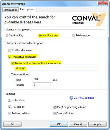 CONVAL LICENSING – HARDLOCK KEYS